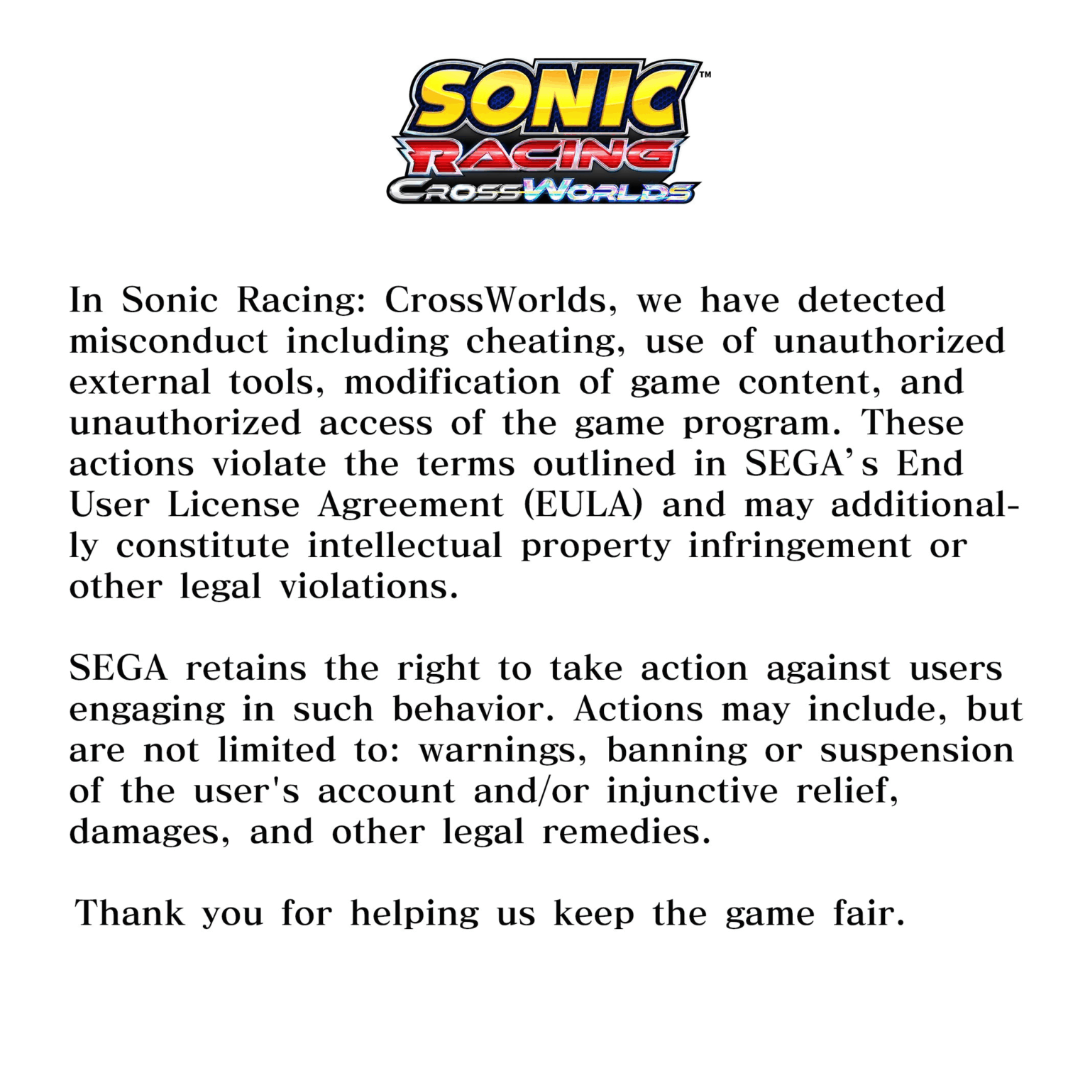 SEGA Is Encouraging Modding in Sonic Racing: CrossWorlds — But Cheaters ...