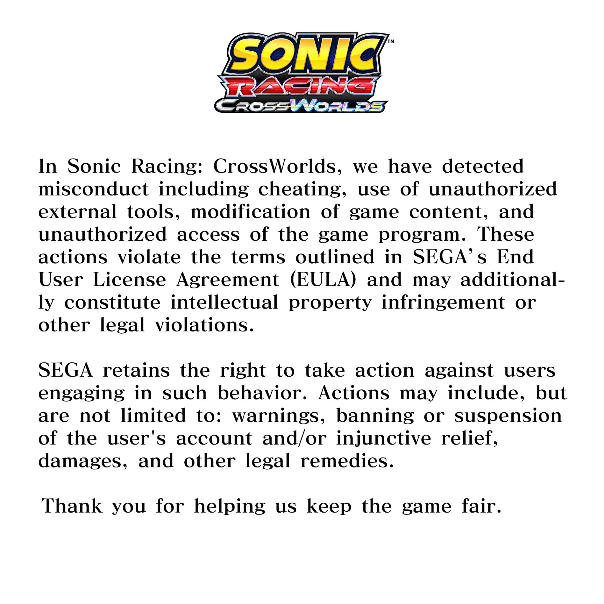 SEGA Is Encouraging Modding in Sonic Racing: CrossWorlds — But Cheaters ...
